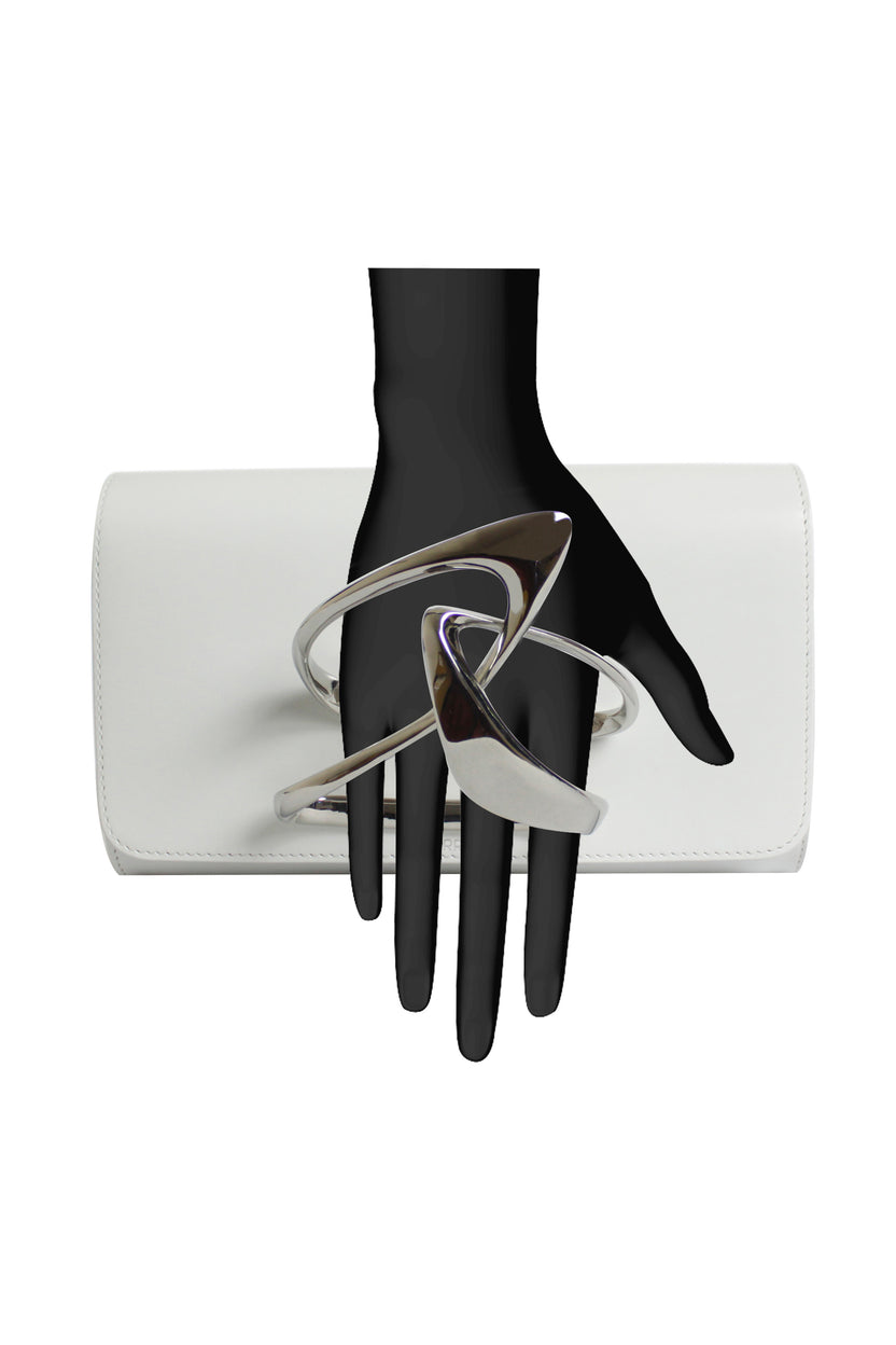 ZAHA HADID LOOP LEATHER GLOVE CLUTCH IN WHITE – PERRIN PARIS